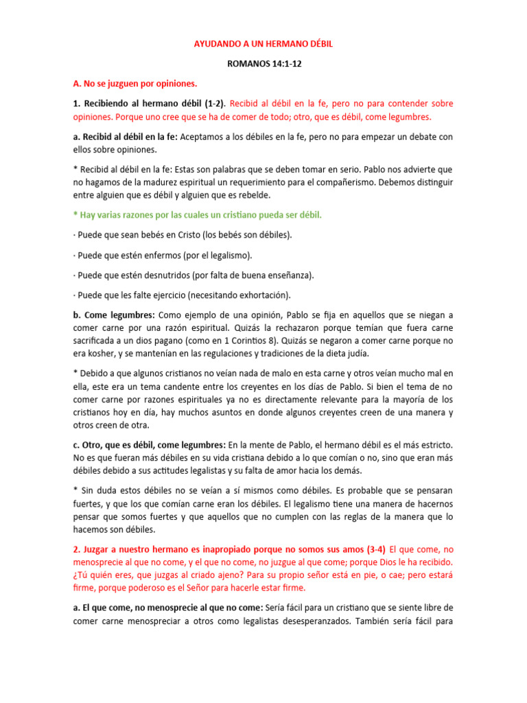 Ayudando A Un Hermano Débil | PDF | Cristo (título) | Pablo el apóstol