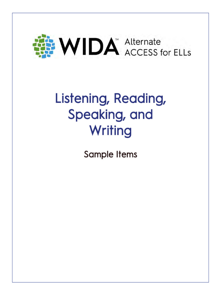 WIDA Alternate ACCESS Sample Items | PDF | Individualized Education ...