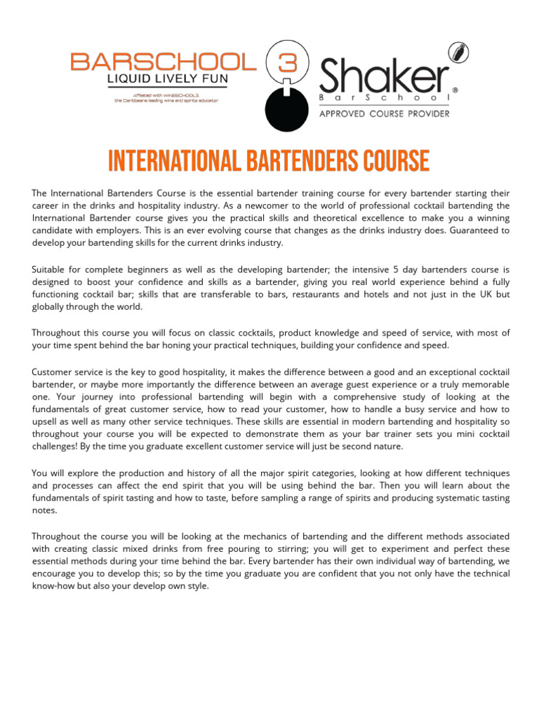 International Bartending Course1539590242 | PDF | Bartender | Martini ...
