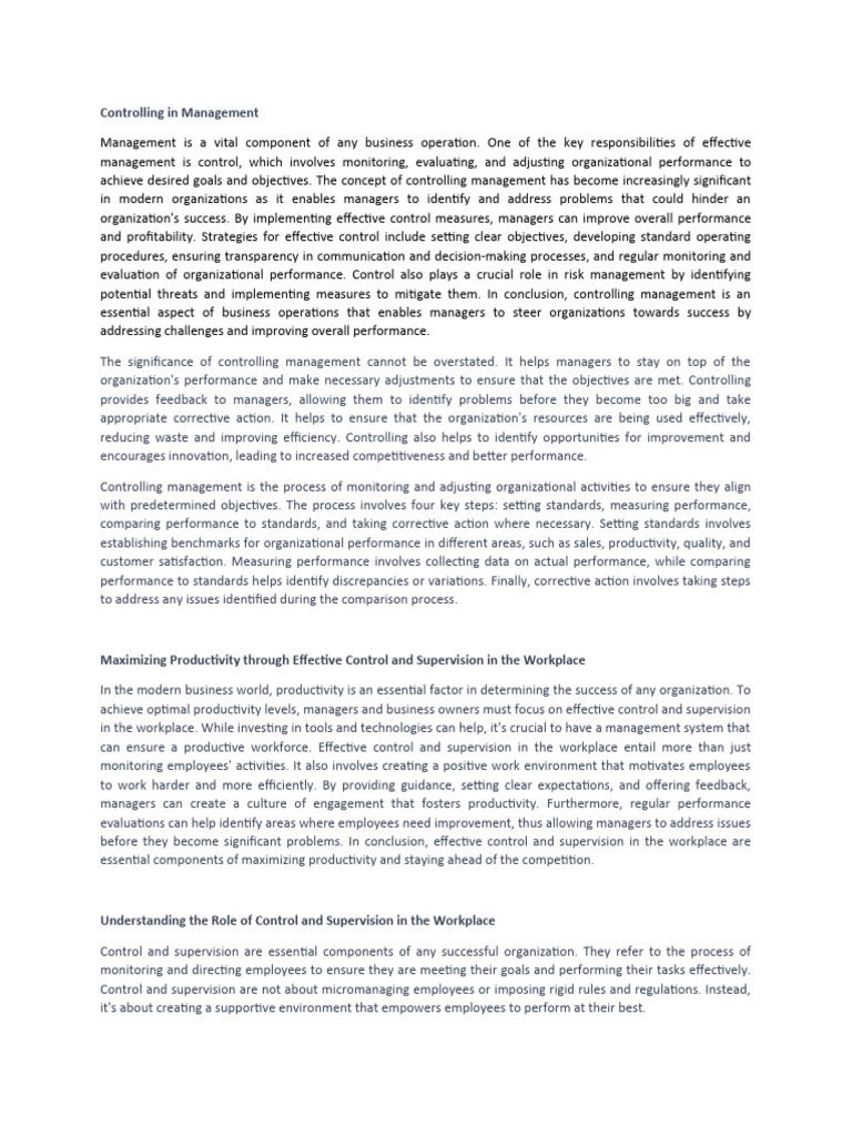 Controlling in Management | PDF | Goal | Performance Indicator