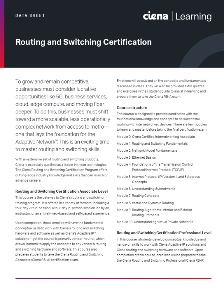 Routing and Switching Certification DS | PDF | Network Switch ...