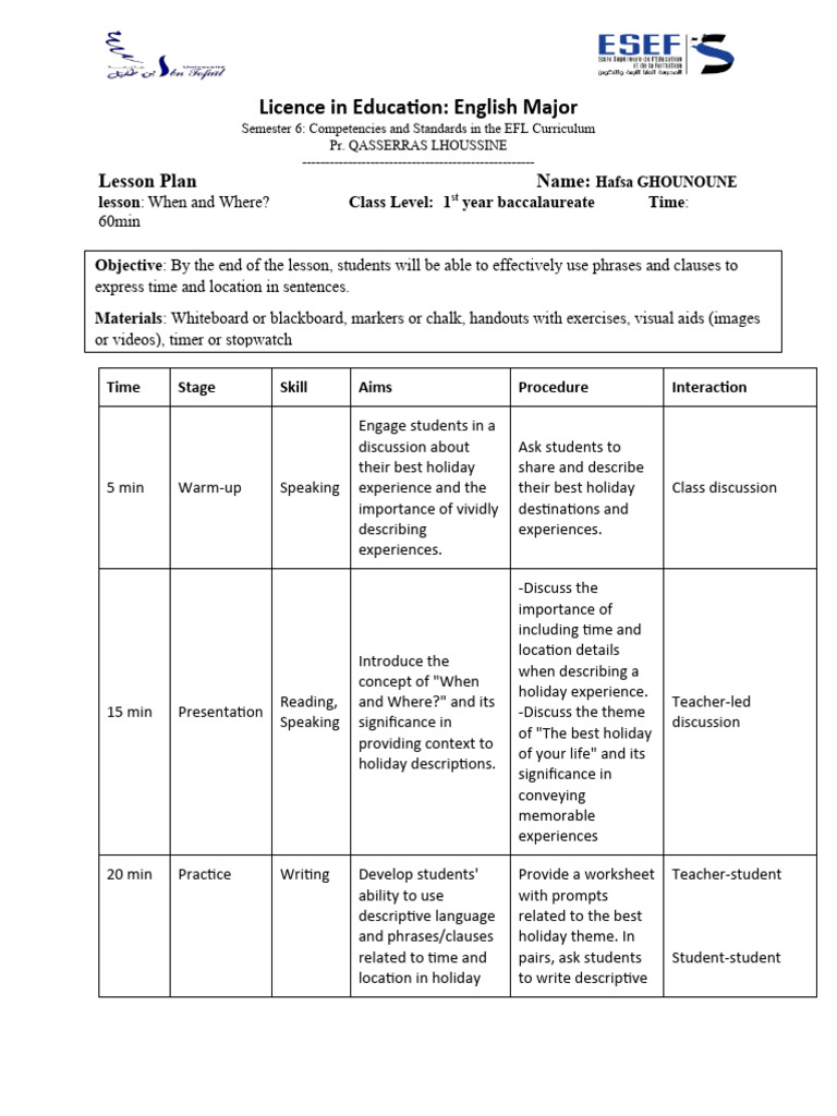 Lesson Plan Adaptation | PDF | Lesson Plan | Cognitive Science