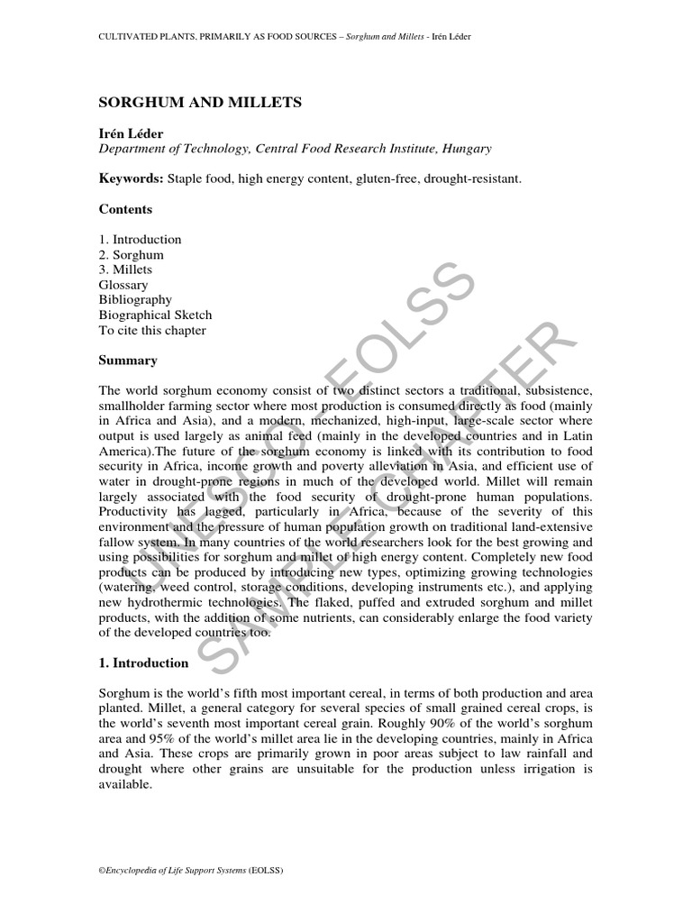 Sorghum & Millets Chemistry and Technology 1-9 | PDF | Cereals | Polyphenol