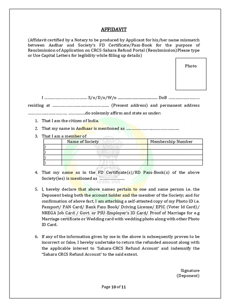 Affidavit Pdf Pdf Affidavit Identity Document