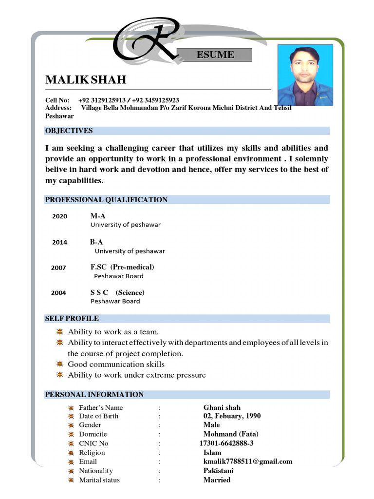 Malik Shah CV | PDF | Ophthalmology | Health Care
