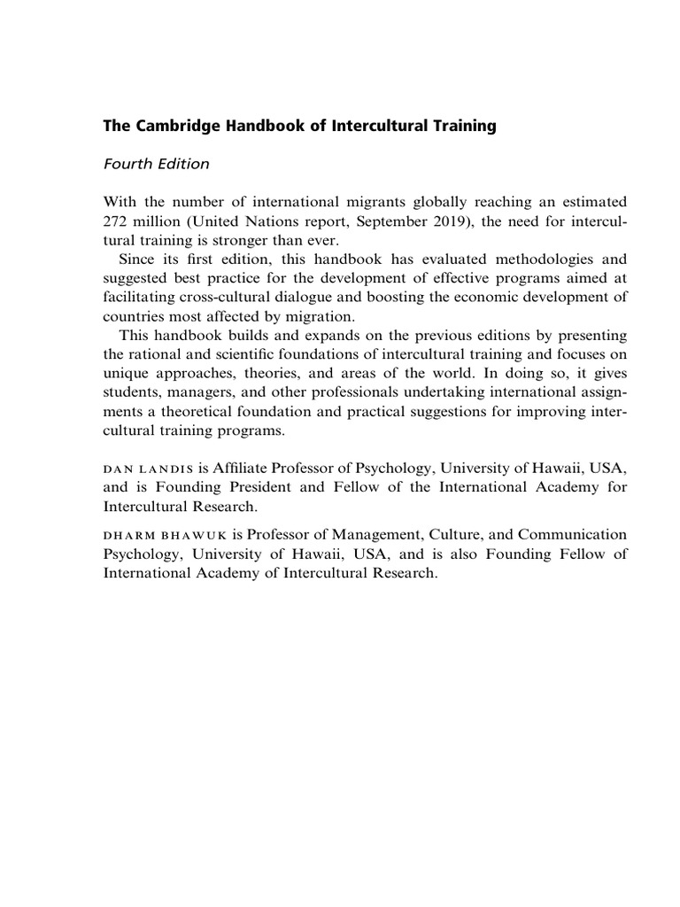 Landis Dan Bhawuk Dharm P Eds The Cambridge Handbook of Inte | PDF ...