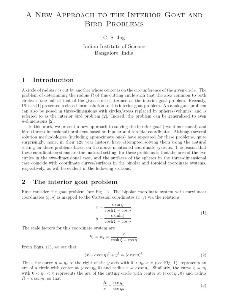 The Goat Problem and The Bird Problem | PDF | Coordinate System | Sphere