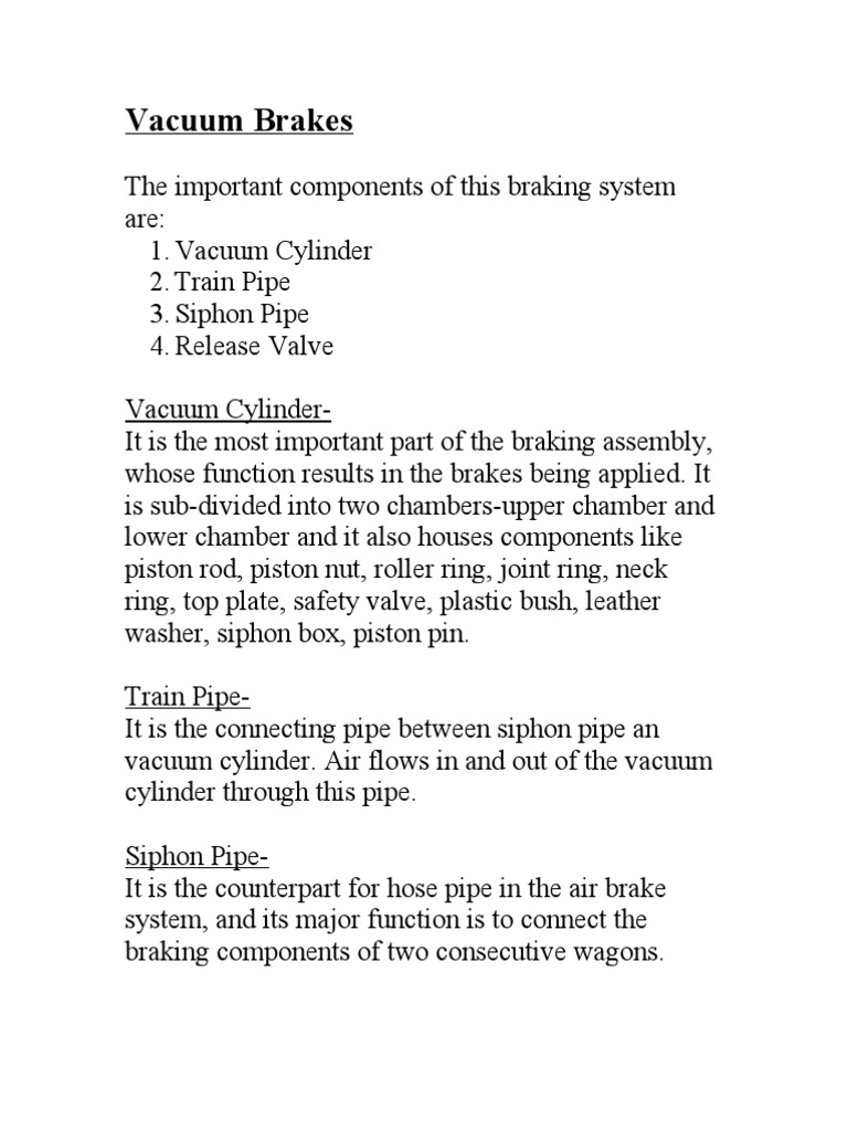 Vacuum Brake System Overview | PDF | Home & Garden | Computers