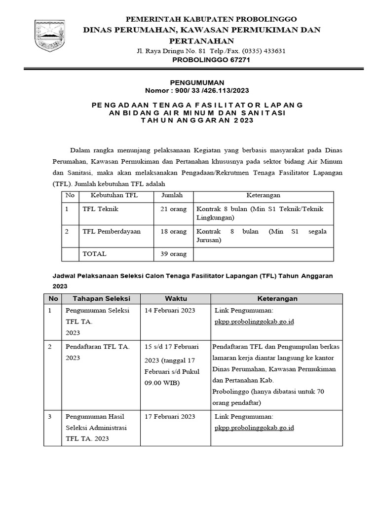 Contoh Pengumuman-TFL 2023 | PDF
