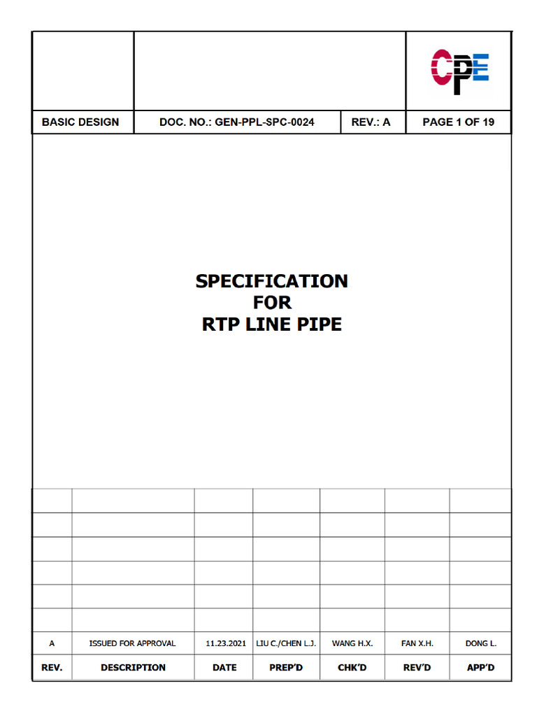 GEN-PPL-SPC-0024 Specification For RTP Line Pipe | PDF