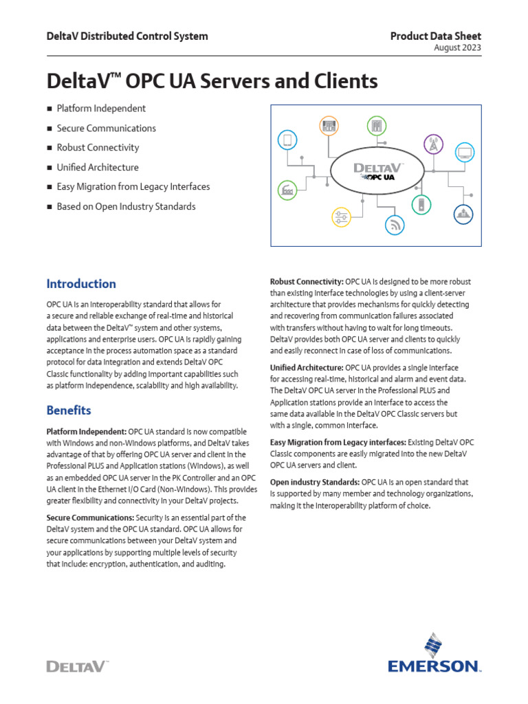 Product Data Sheet Deltav Opc Ua Servers Clients Deltav en 3583458 | PDF | Computer Networking ...