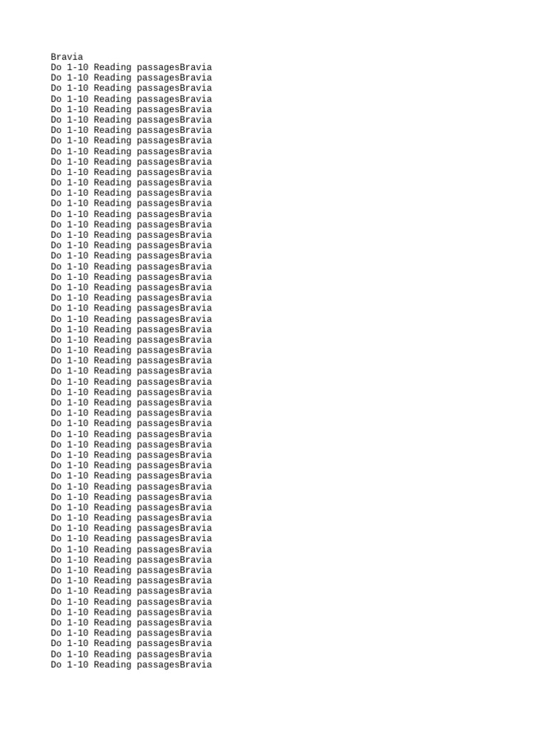 Bravia Reading Passages 1-10 | PDF