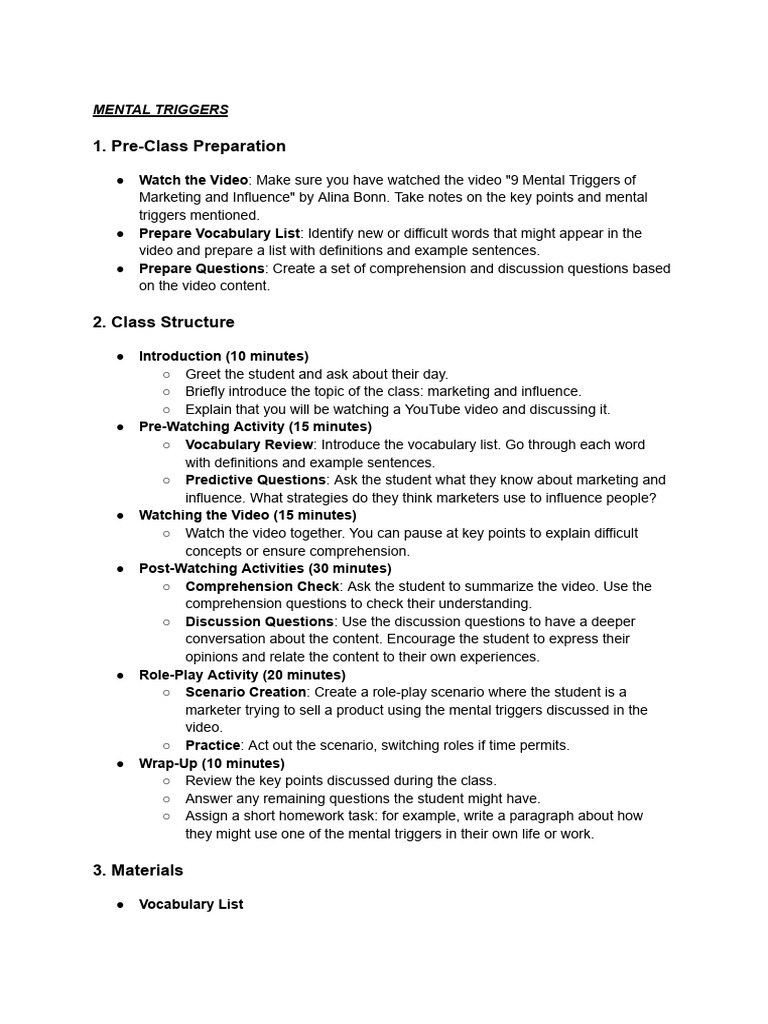 MENTAL TRIGGERS | PDF | Reading Comprehension | Social Psychology