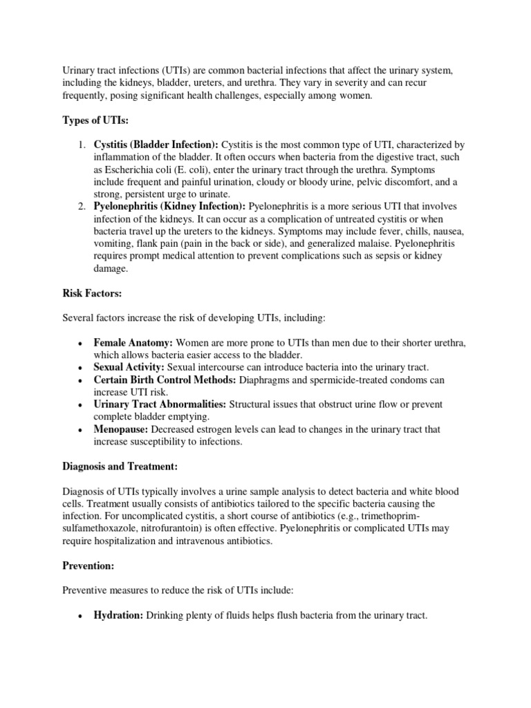 Understanding Urinary Tract Infections | PDF | Urinary Tract Infection ...