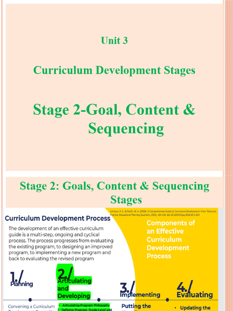 Curriculm Development-STAGE 2 - Goals, Content & Sequencing | PDF ...