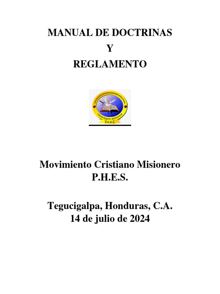 Manual de Doctrinas y Reglamento Interno de Las Iglesias Del MCM Phes | PDF | Bautismo | Iglesia ...