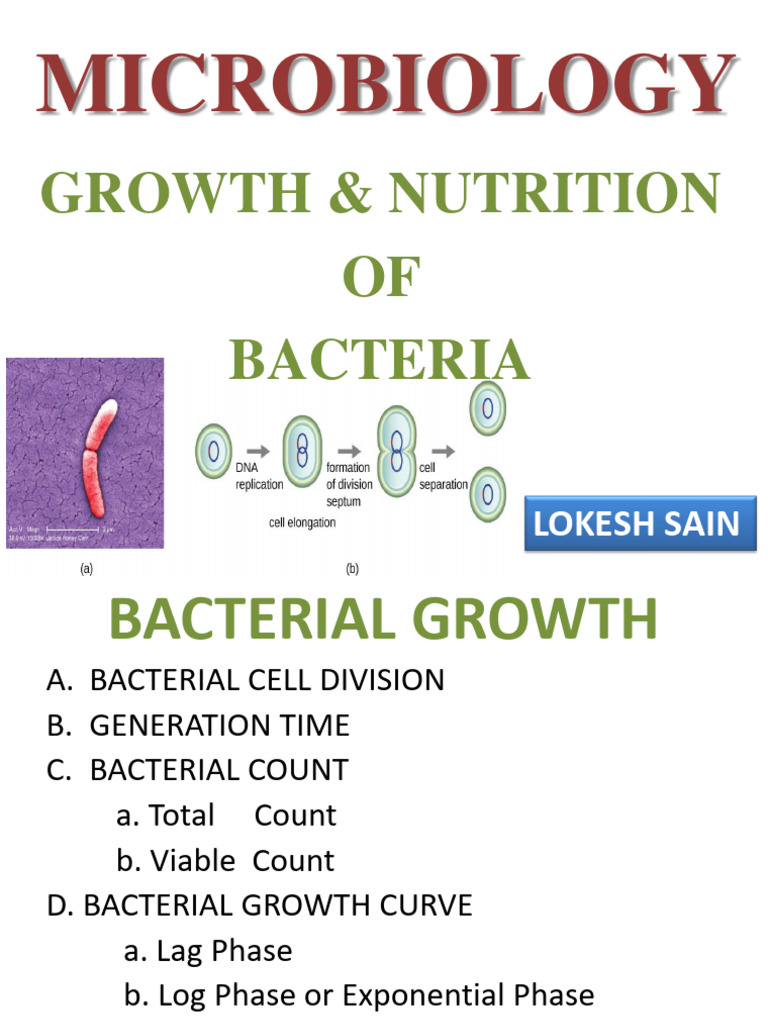 Bacterial Growth and Nutrition Overview | PDF | Bacteria | Cell (Biology)