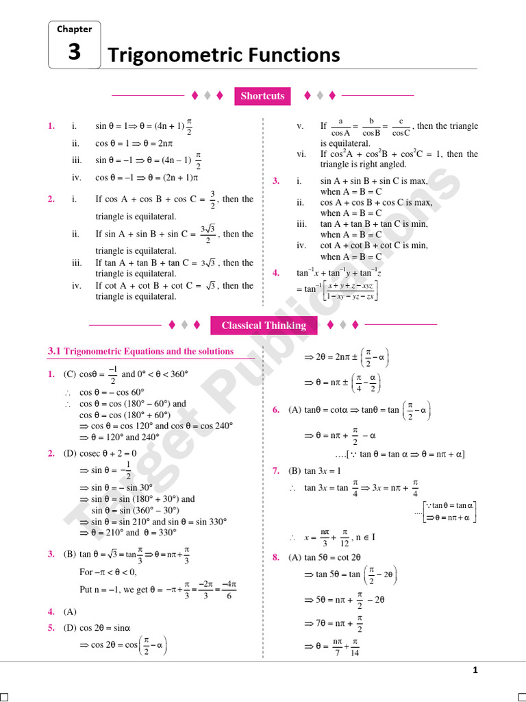 13 XII-M1-03 Trigonometric Function_Solution_64dccbf378b19 | Download Free PDF | Triangle ...