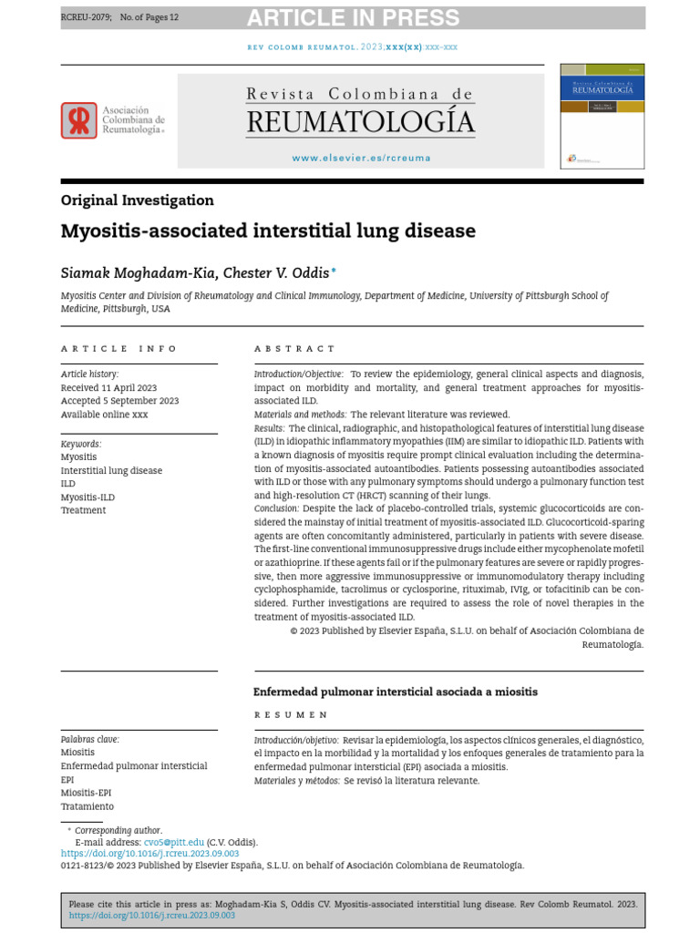 Enfermedad Pulmonar Intersticial Asociada A Miositis | PDF | Clinical Medicine | Medical Specialties