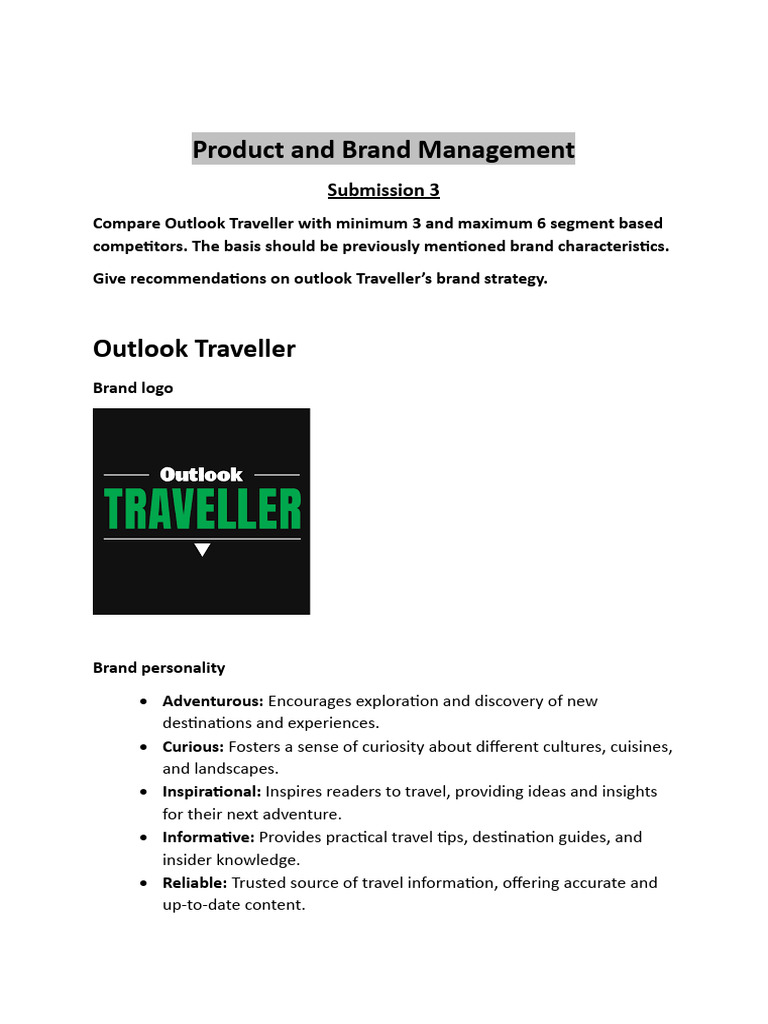 Outlook Internship Assignment Product and Brand Management | PDF ... Outlook Internship Assignment Product and Brand Management | PDF ...