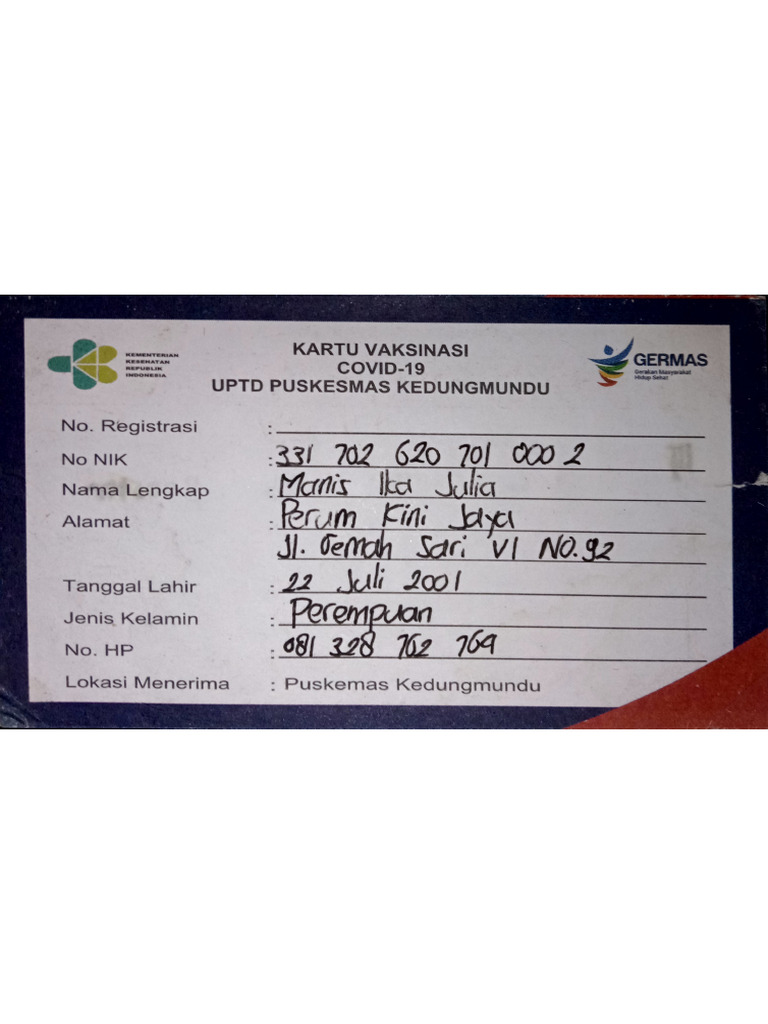 Kartu Vaksin Covid 19 Pdf