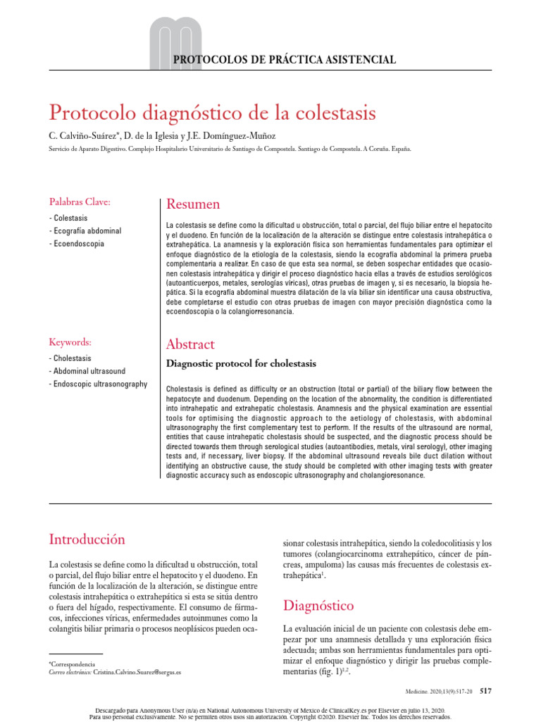 Protocolo Diagnóstico de La Colestasis | PDF | Enfermedades digestivas ...