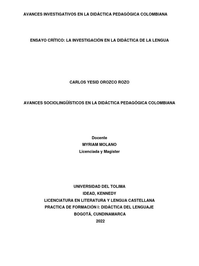 T5 - Micro - Ensayo - Crítico - Carlos Yesid Orozco Rozo | PDF | Semiótica | Lingüística