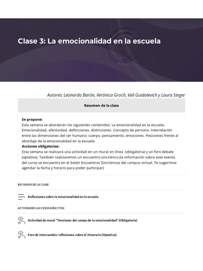 Clase 3 La Emocionalidad en La Escuela 2mAKoGtY | PDF | Las emociones ...
