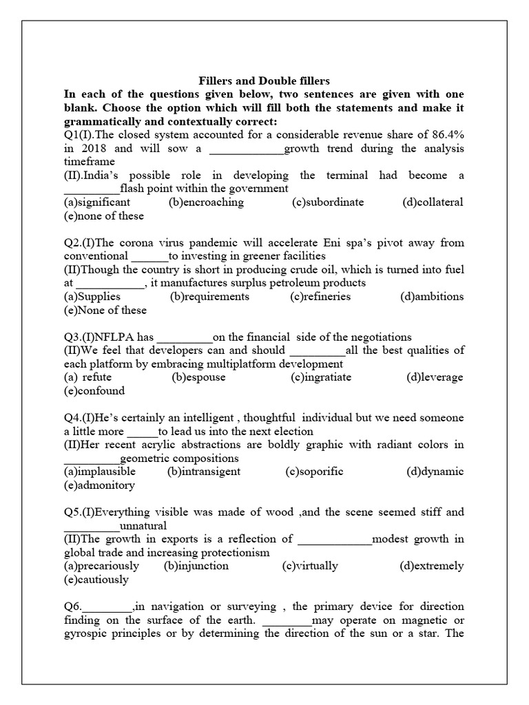 Fillers and Double Fillers | PDF | String Instruments