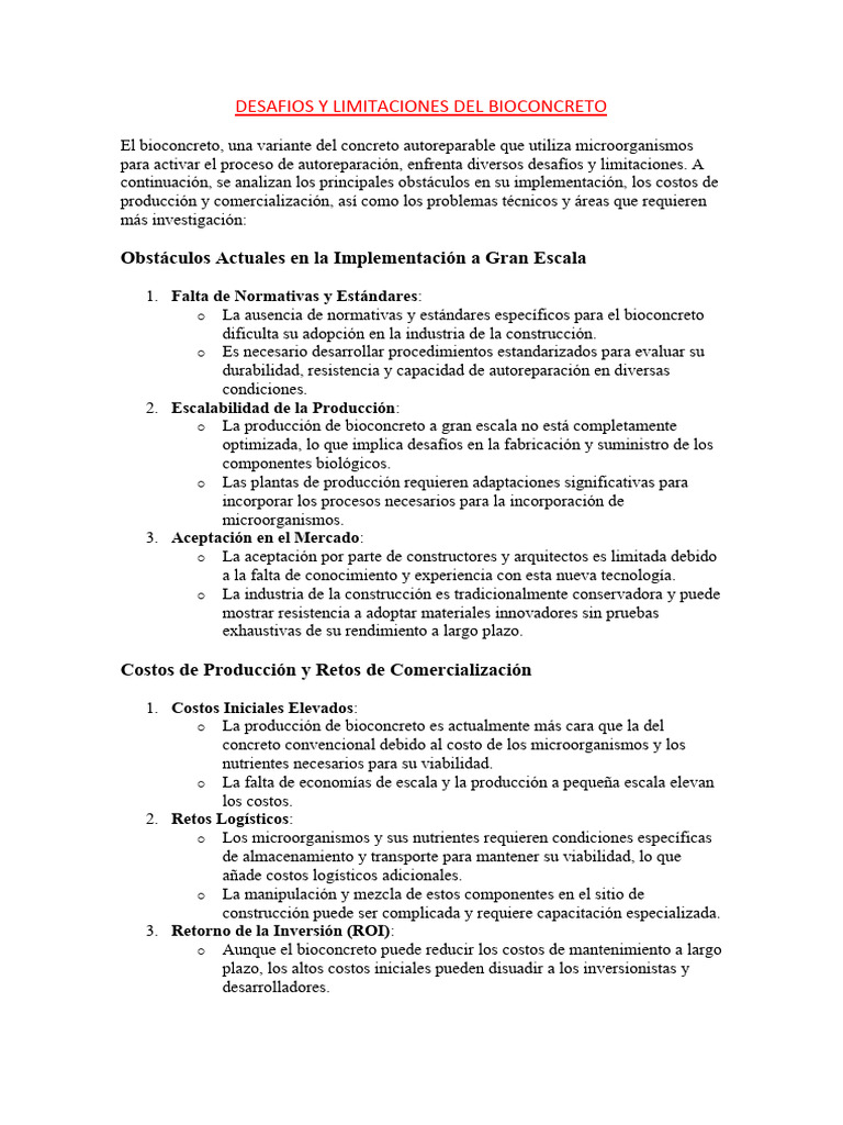 Desafíos del Bioconcreto en Construcción | PDF | Hormigón | Entorno natural