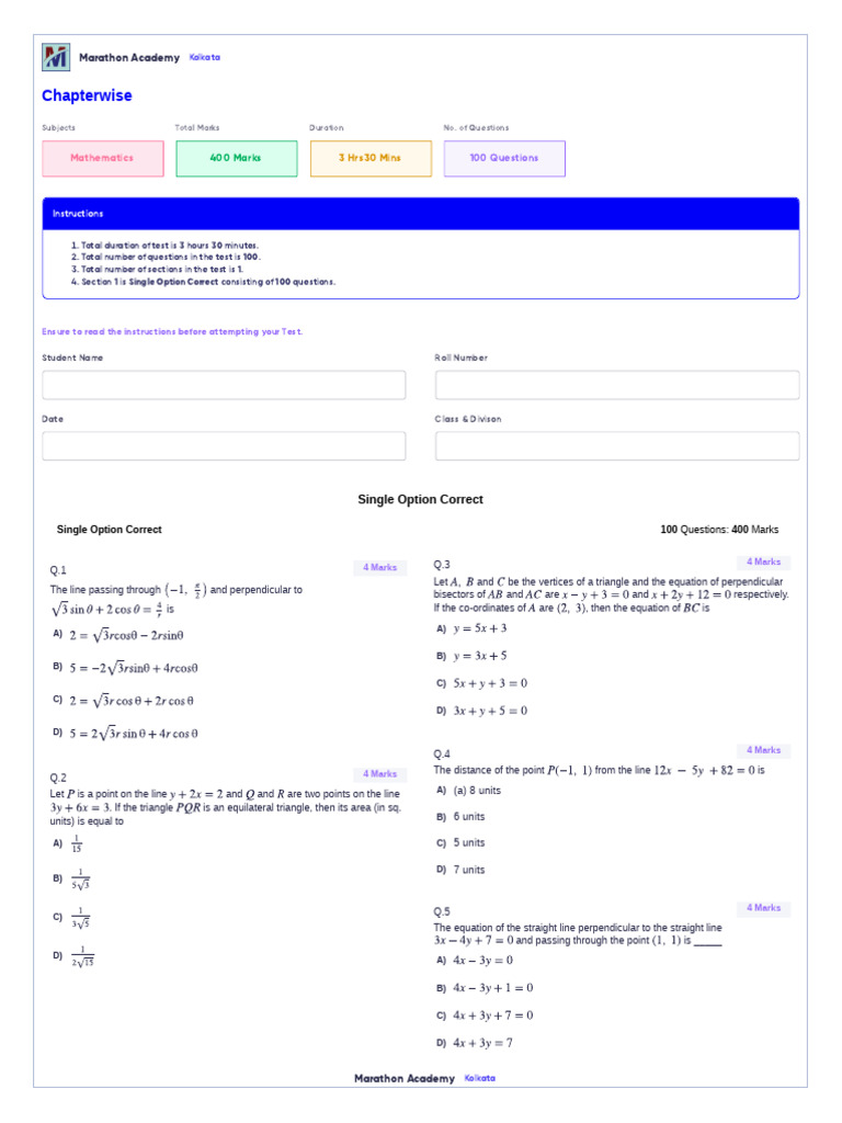Point & Straight Line-Ques-7 | PDF | Triangle | Circle