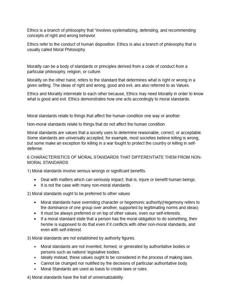 Lesson 1 - Handouts Ethics | PDF | Morality | Reason