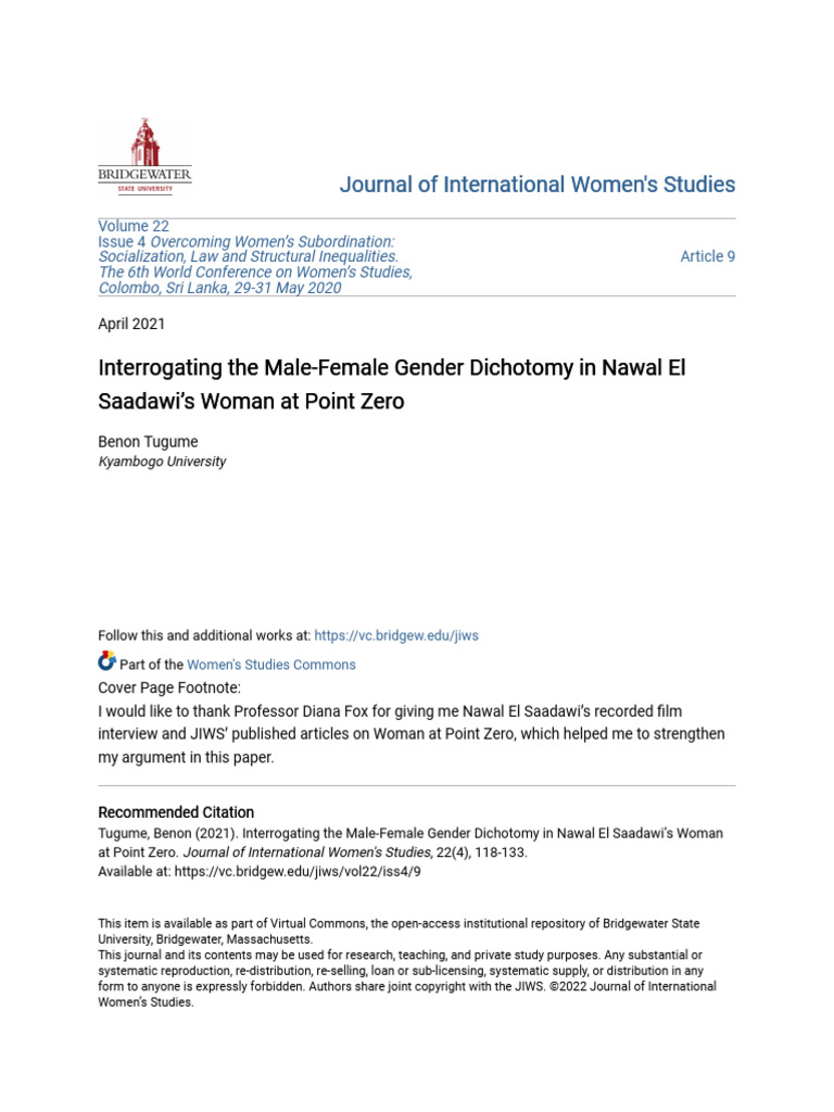 The Male-Female Gender Dichotomy in Woman at Point Zero | PDF ...