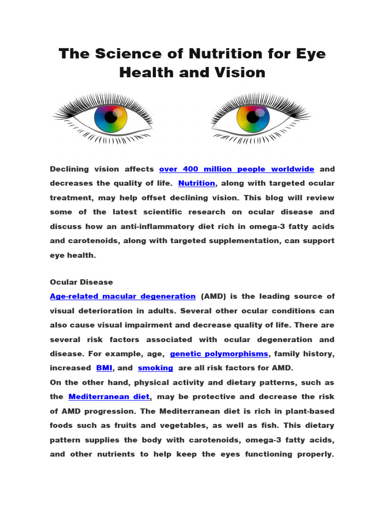 The Science of Nutrition For Eye Health and Vision | PDF | Omega 3 ...