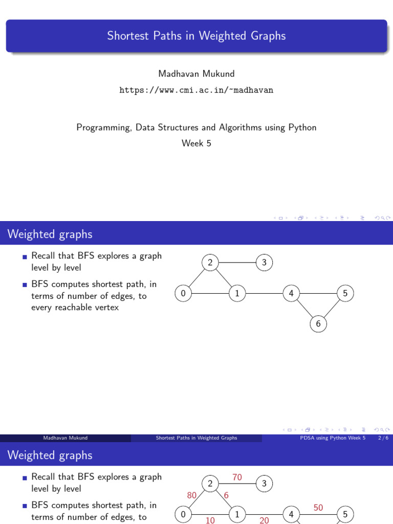 Lecture 5 1 Shortest Paths In Weighted Graphs Pdf Mathematical Relations Graph Theory