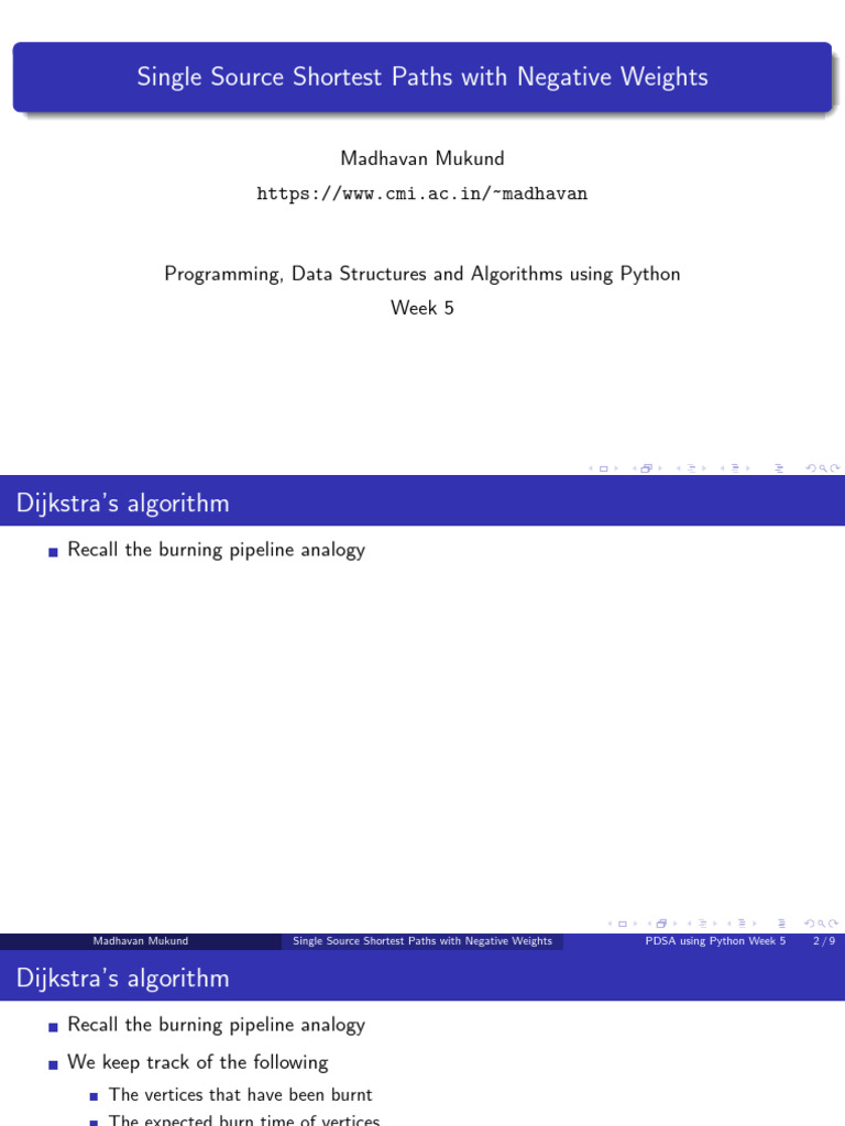 Lecture 5.3 - Single Source Shortest Paths With Negative Weights ...