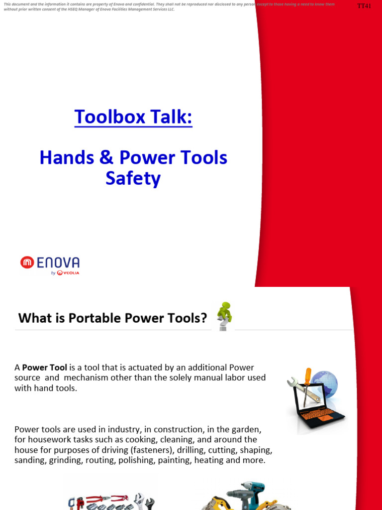 Power Tool Safety Toolbox Talk | PDF | Personal Protective Equipment ...