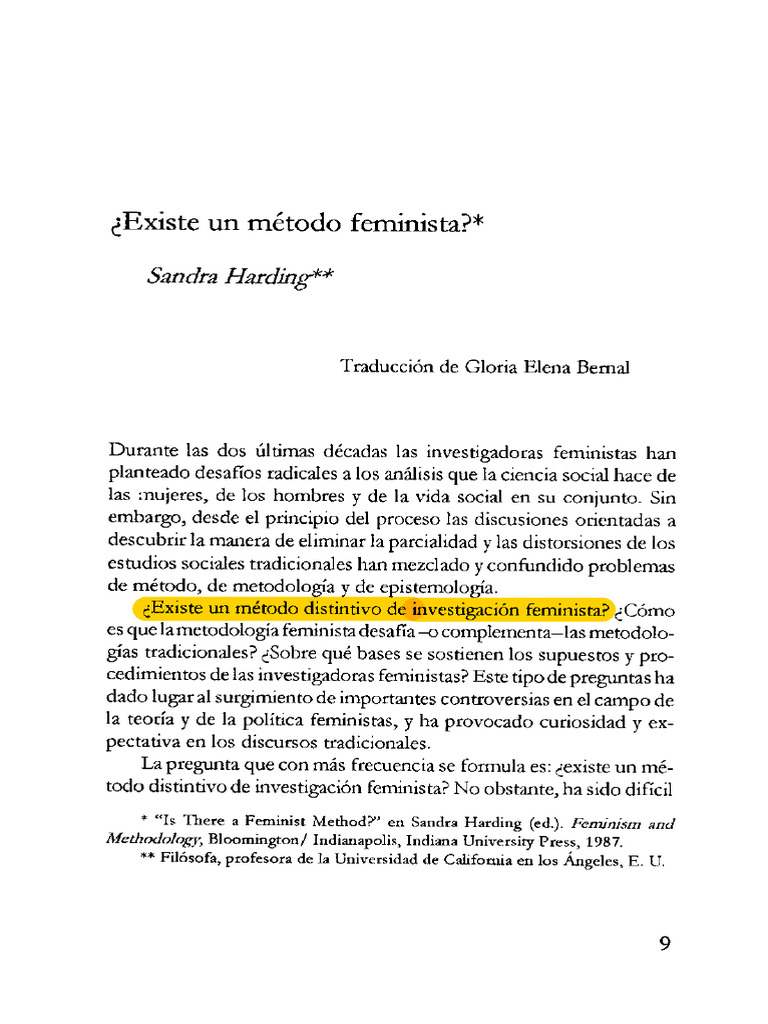 Sandra Harding - Is The A Feminist Method. | PDF