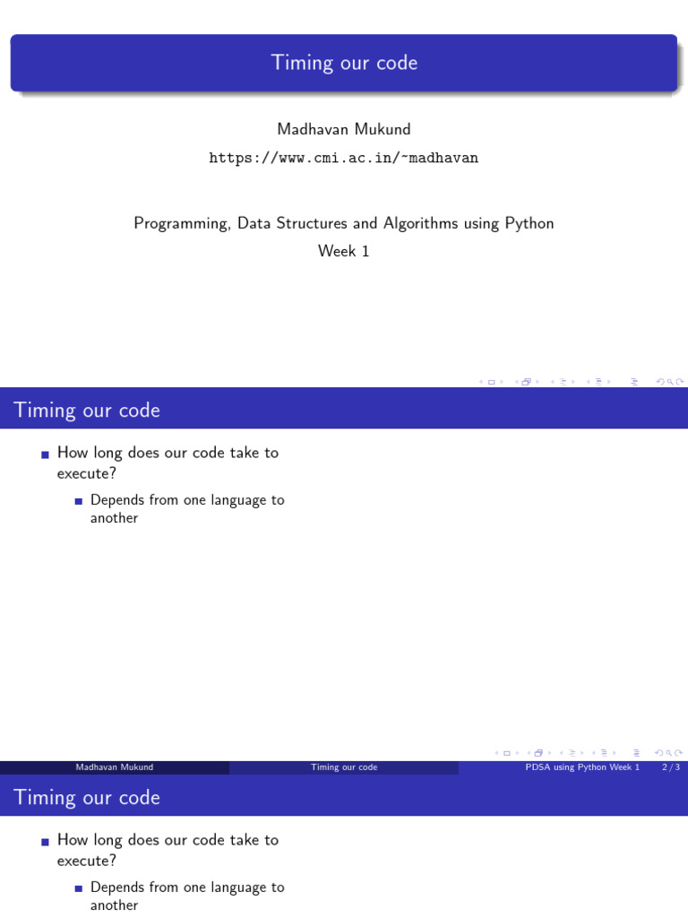 Lecture 1.9 - Timing Our Code | PDF | Computer Programming | Computing