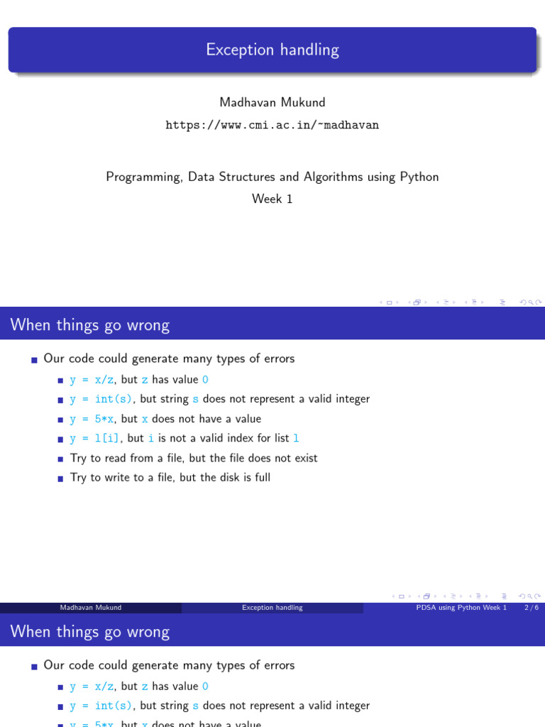 Lecture 16 Exception Handling Pdf Integer Computer Science Python Programming Language 6142