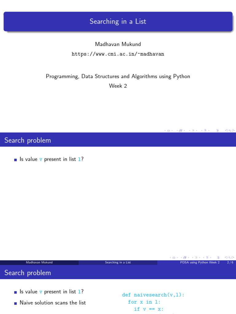 Lecture 2.4 - Searching in A List | PDF | Mathematical Logic | Theory Of Computation