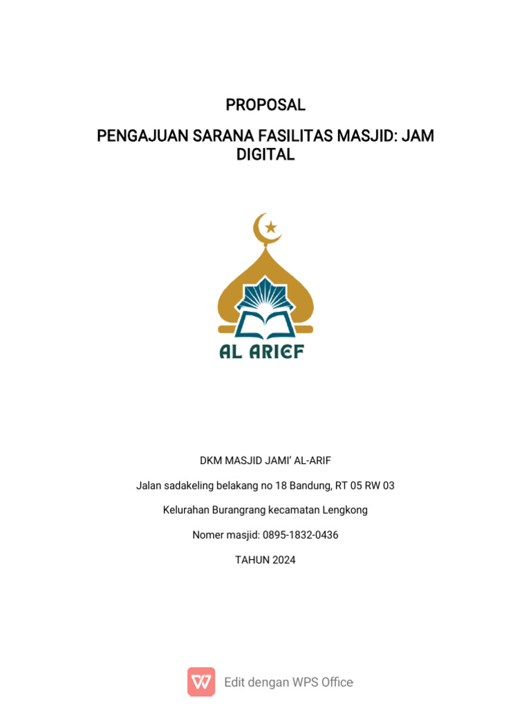 Proposal Pengajuan JAM Masjid 2023 Al-Arief-1 | PDF