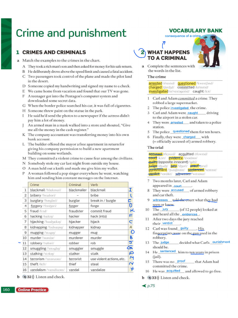 Crime and Punishment Vocabulary | PDF