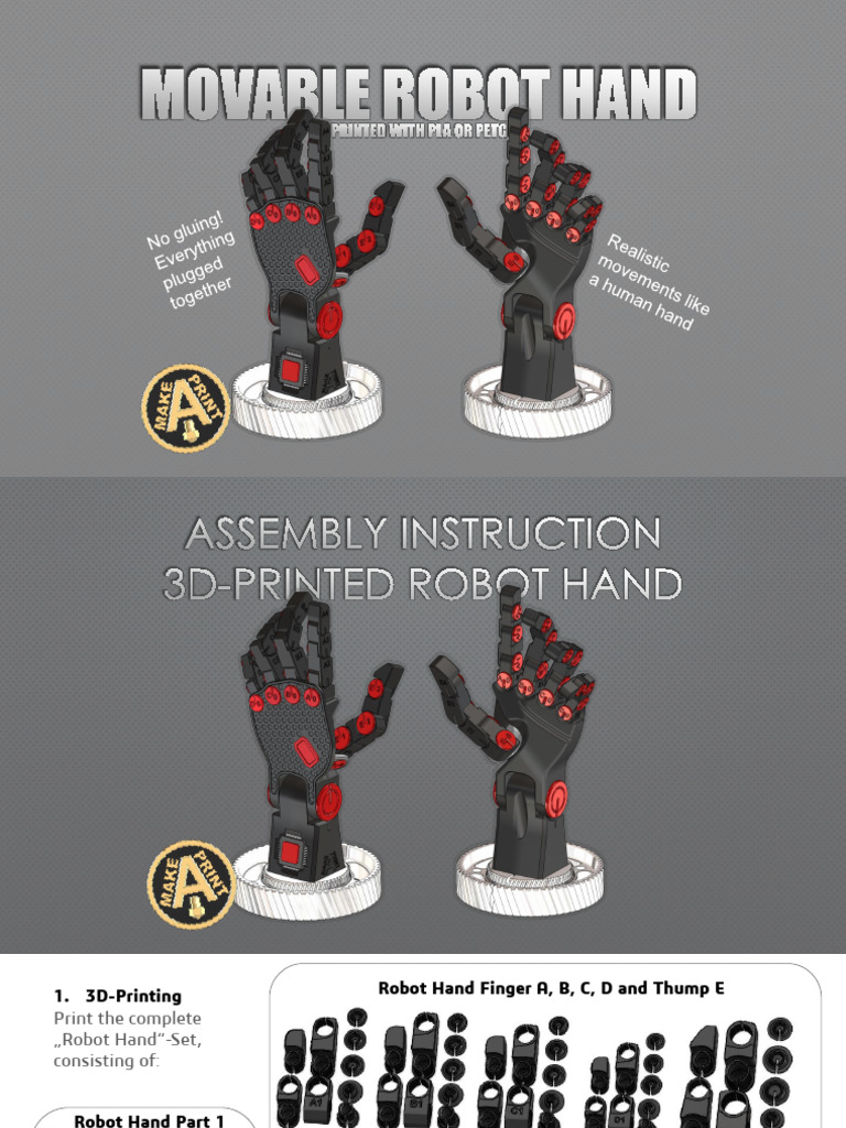 3D Robot Hand Assembly Guide | PDF | Limbs (Anatomy) | Hand