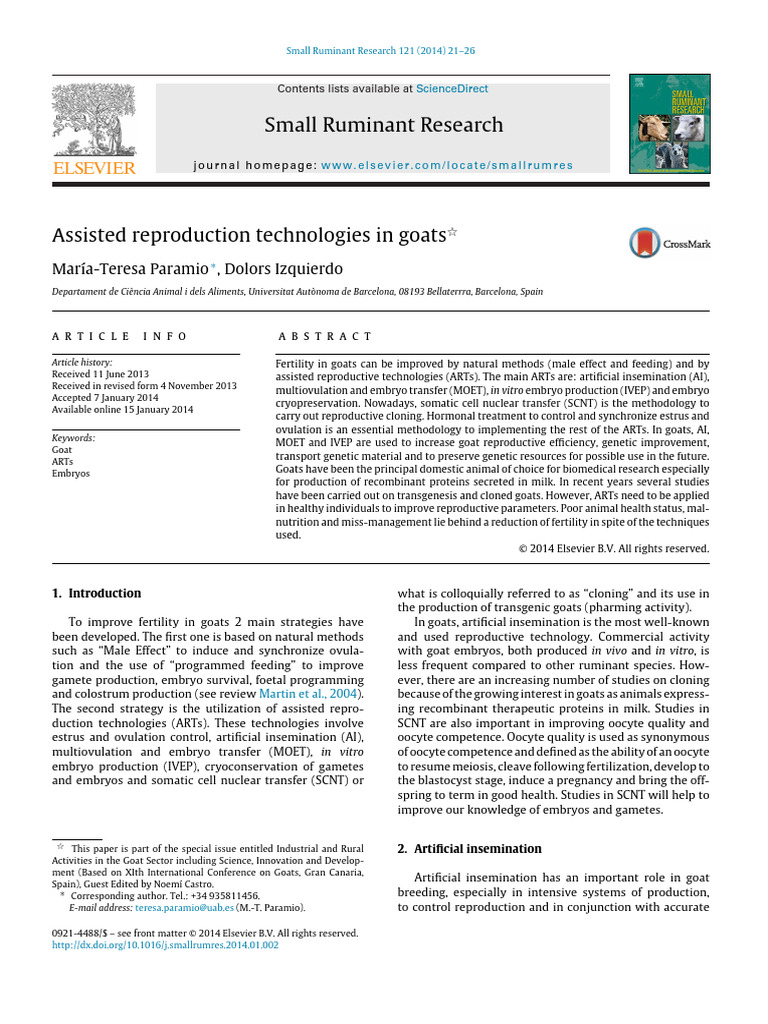 Assisted Reproduction in Goats | PDF | In Vitro Fertilisation | Ovary