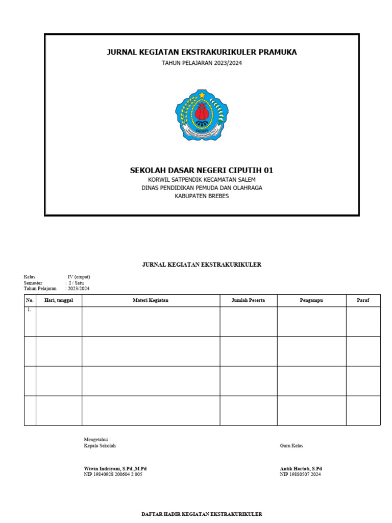 Jurnal Kegiatan Ekstrakurikuler | PDF