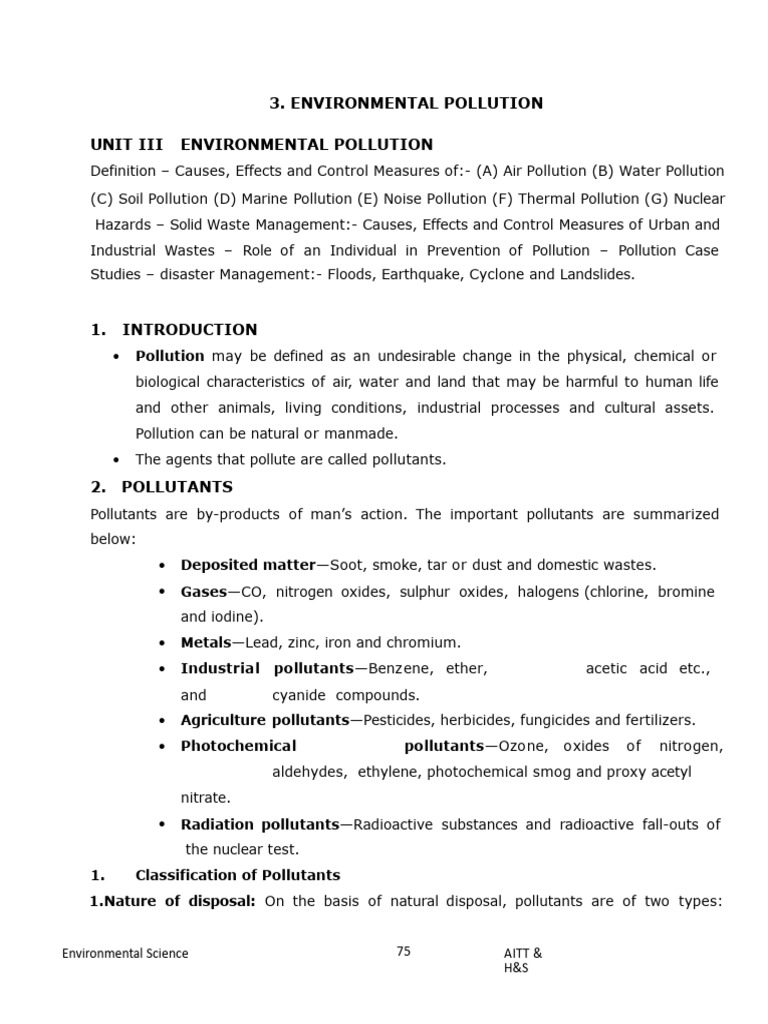 Causes and Control of Environmental Pollution | PDF | Water Pollution ...