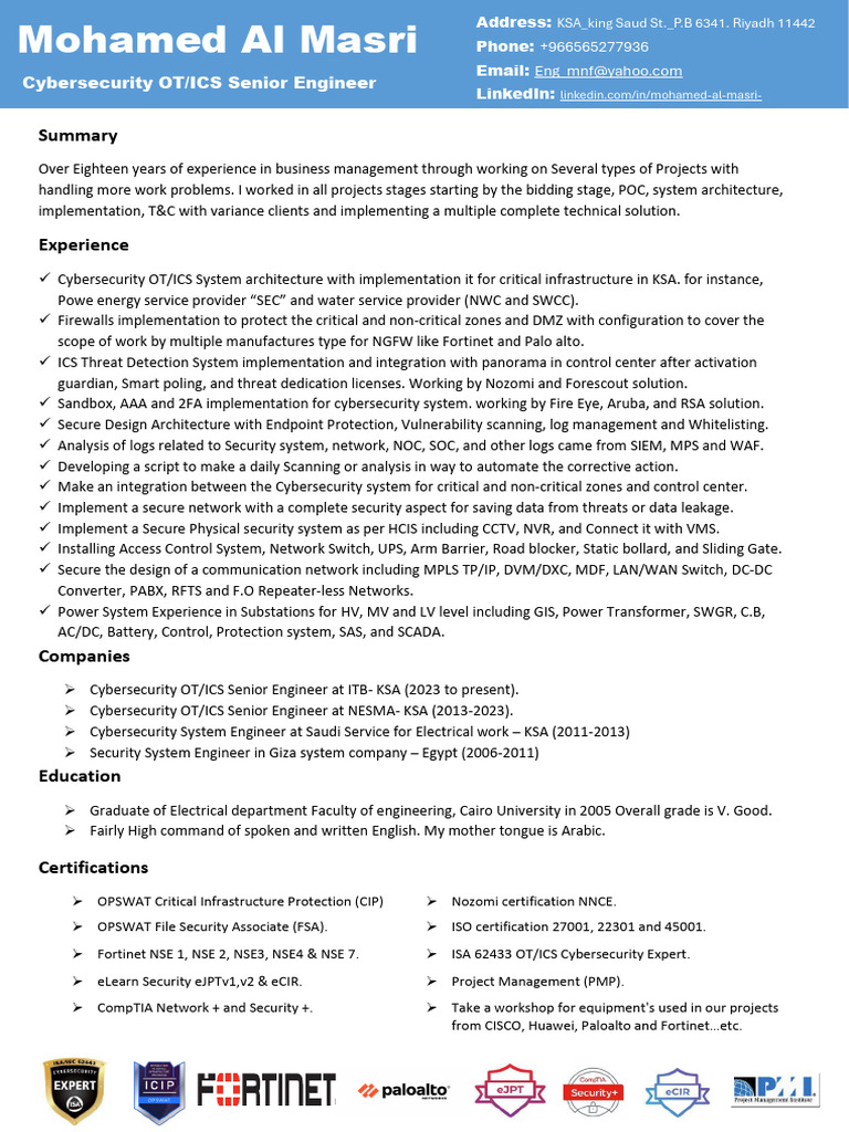 Mohamed Al Masri -CV | PDF | Security | Computer Security