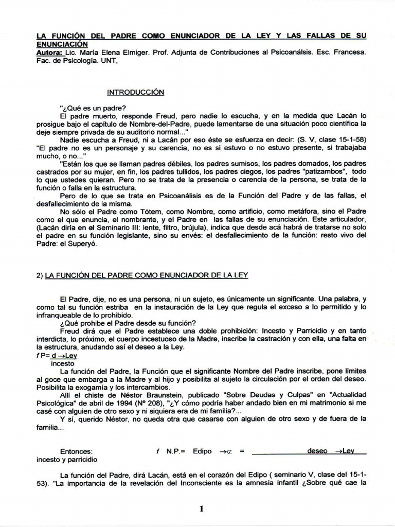 La Funcion Del Padre y Sus Fallas en La Enunciación | PDF