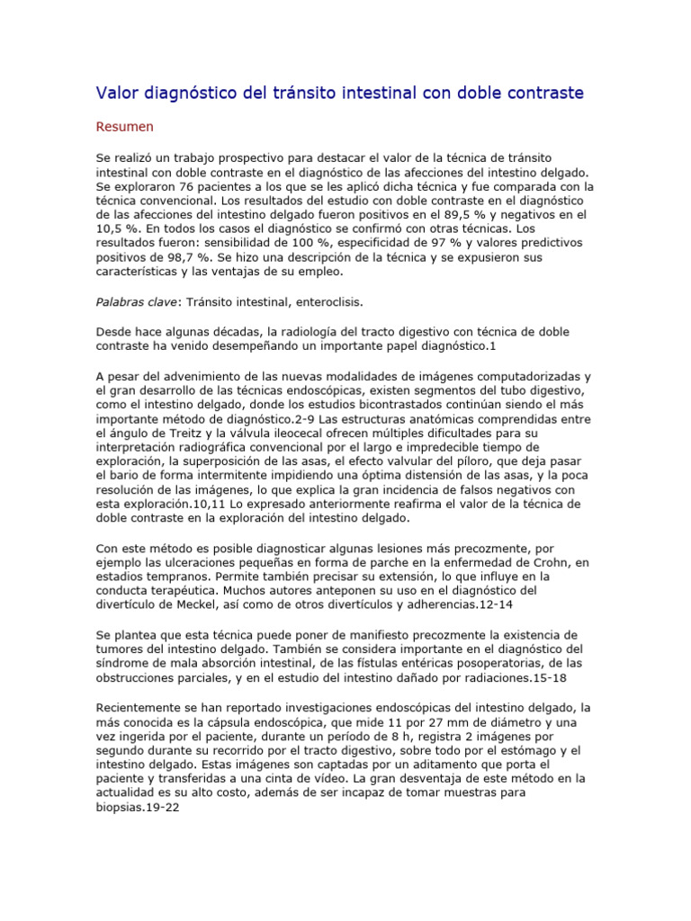Valor diagnóstico del tránsito intestinal con doble contraste | PDF ...